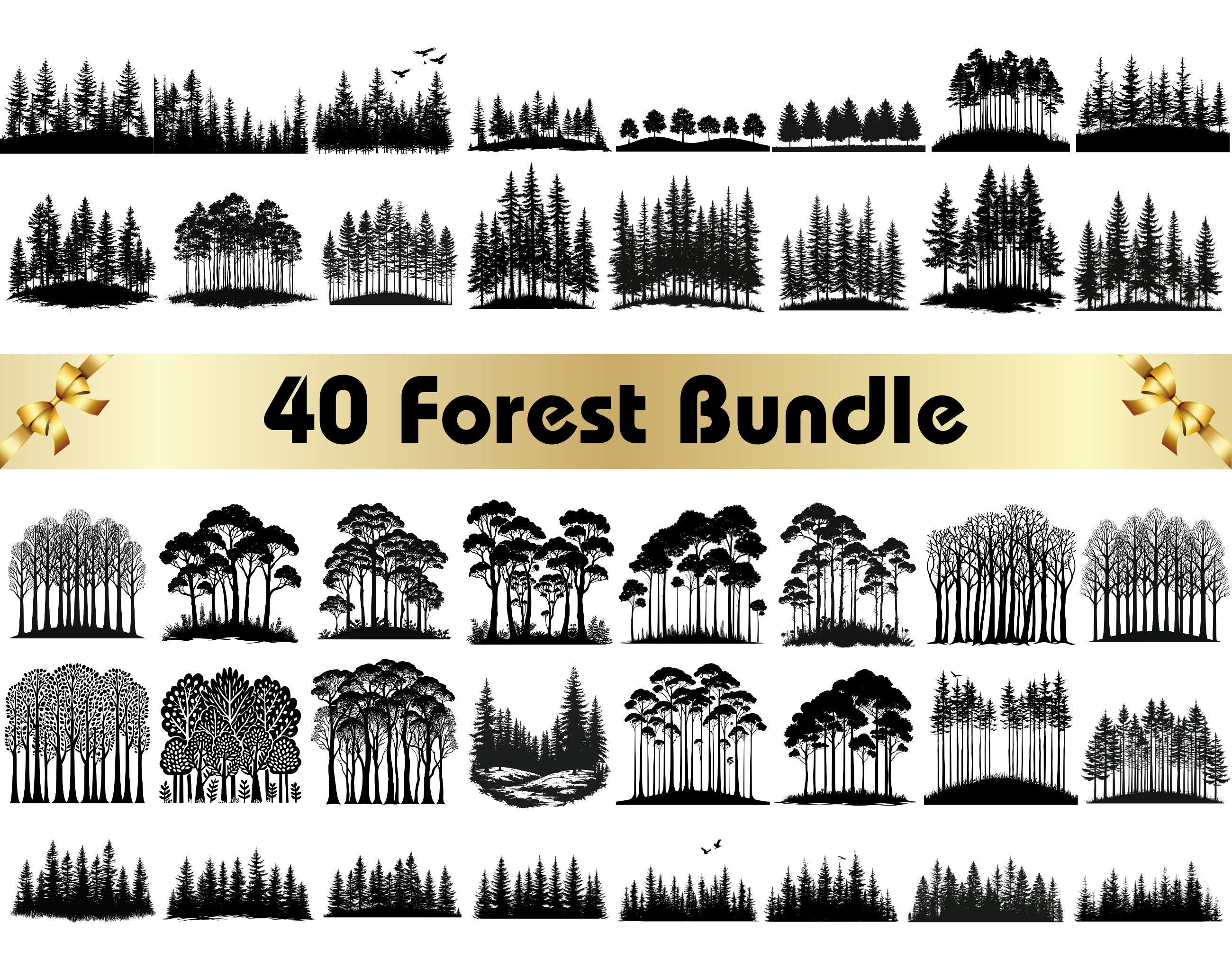 Forest SVG, Forest Scene Svg, Forest Silhouette, Landscape Svg ...