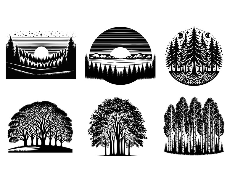 Forest SVG, Forest Scene Svg, Forest Silhouette, Landscape Svg ...