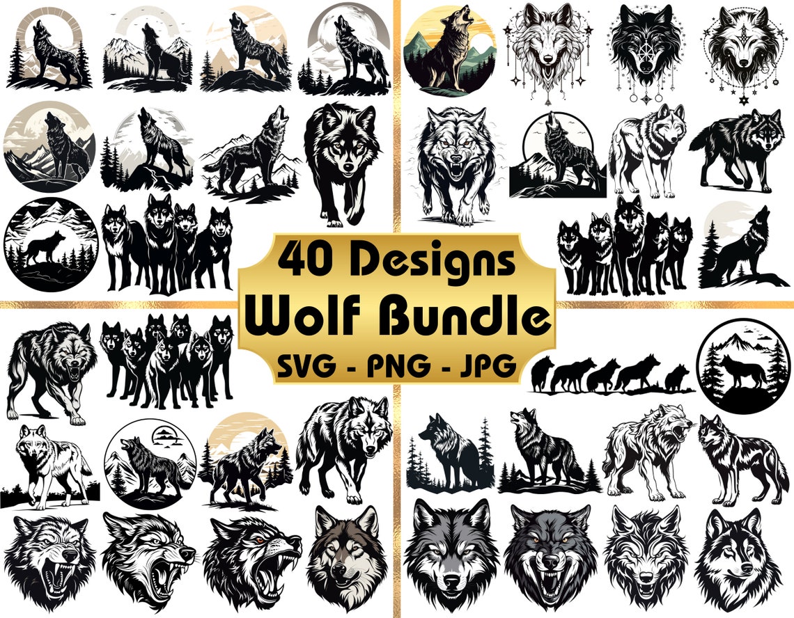Wolf Svg Wolf Svg Bundlewolf Pngwolf Clipartwolf Cutsvg - Etsy