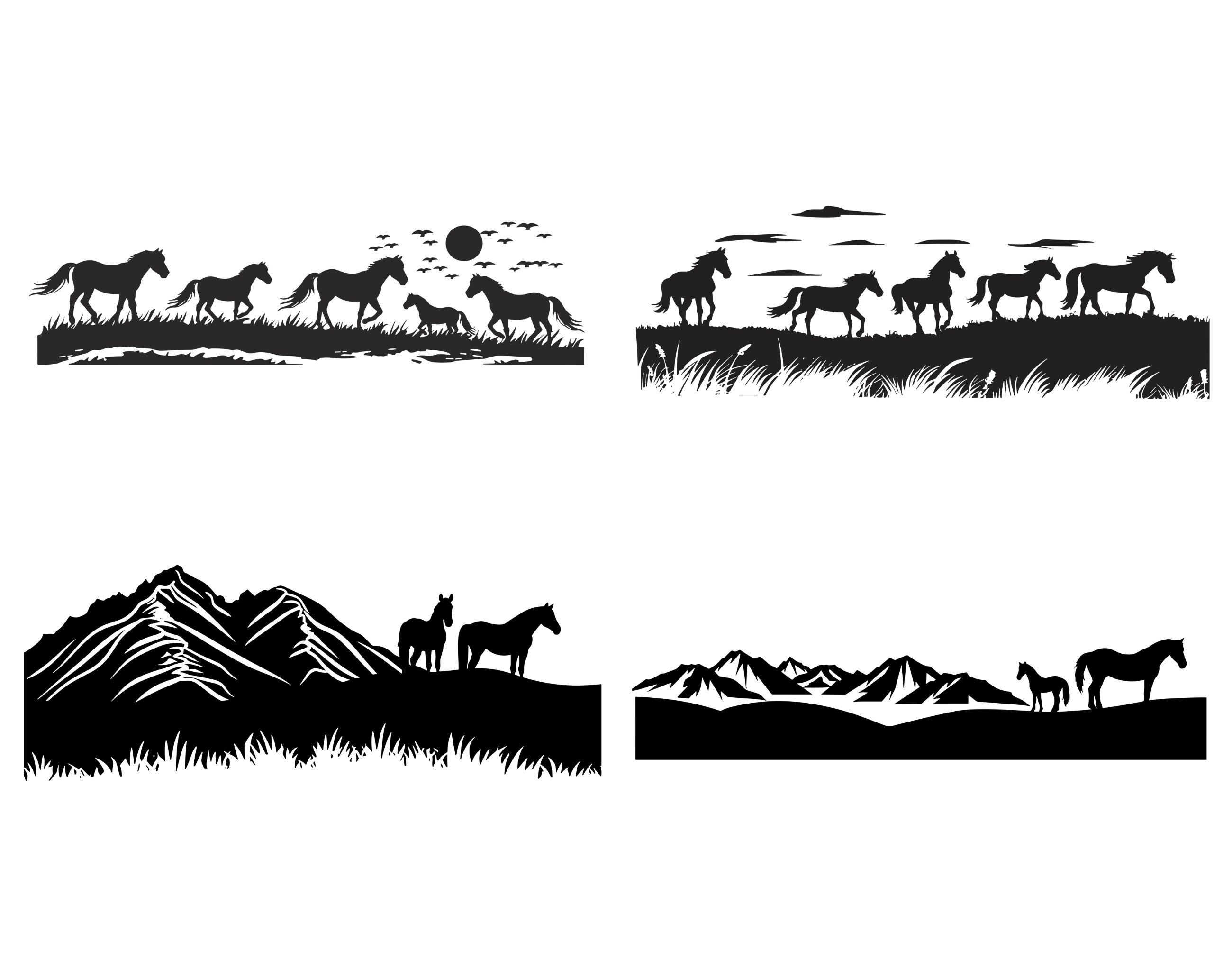 Horse Horizon Landscape, Horse Svg, Horse Vector, Horse Silhouette ...