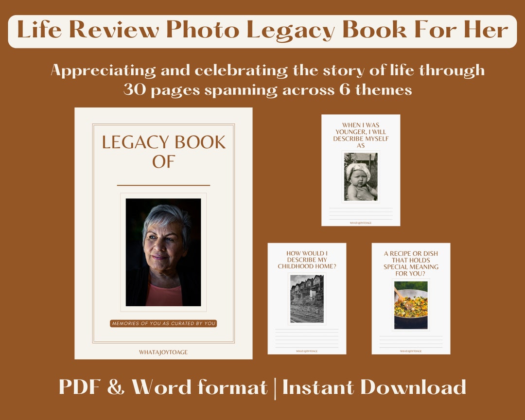 Life Review Photo Legacy Book for Her, Printable Memory Journal, Legacy ...