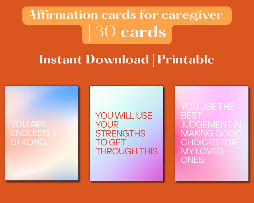 Affirmation Card for Caregiver, Printable Gift, Self-care, Gratitude ...