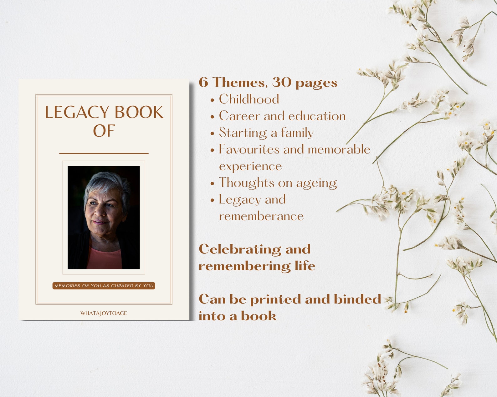 Life Review Photo Legacy Book for Her, Printable Memory Journal, Legacy ...