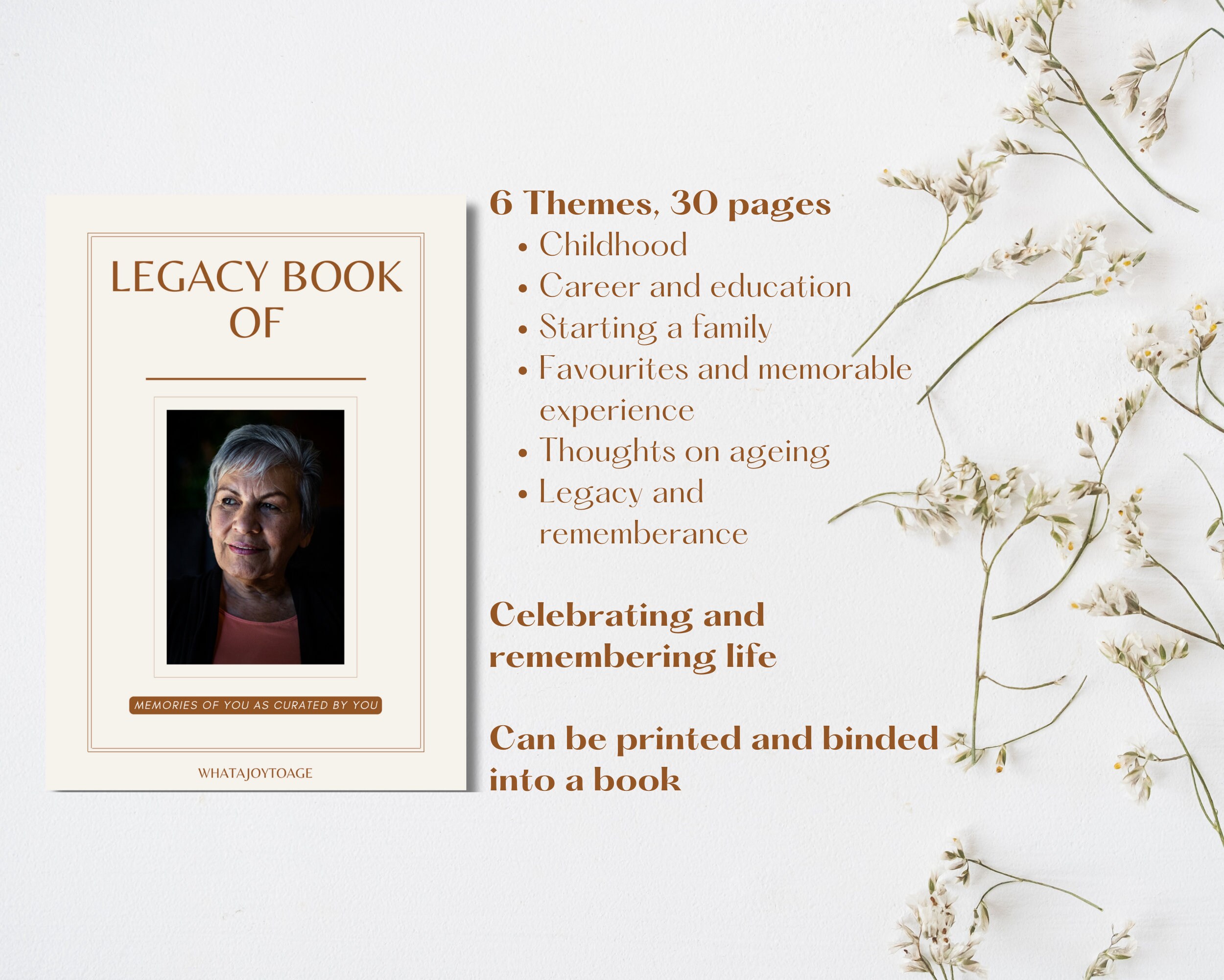 Life Review Photo Legacy Book for Her, Printable Memory Journal, Legacy ...