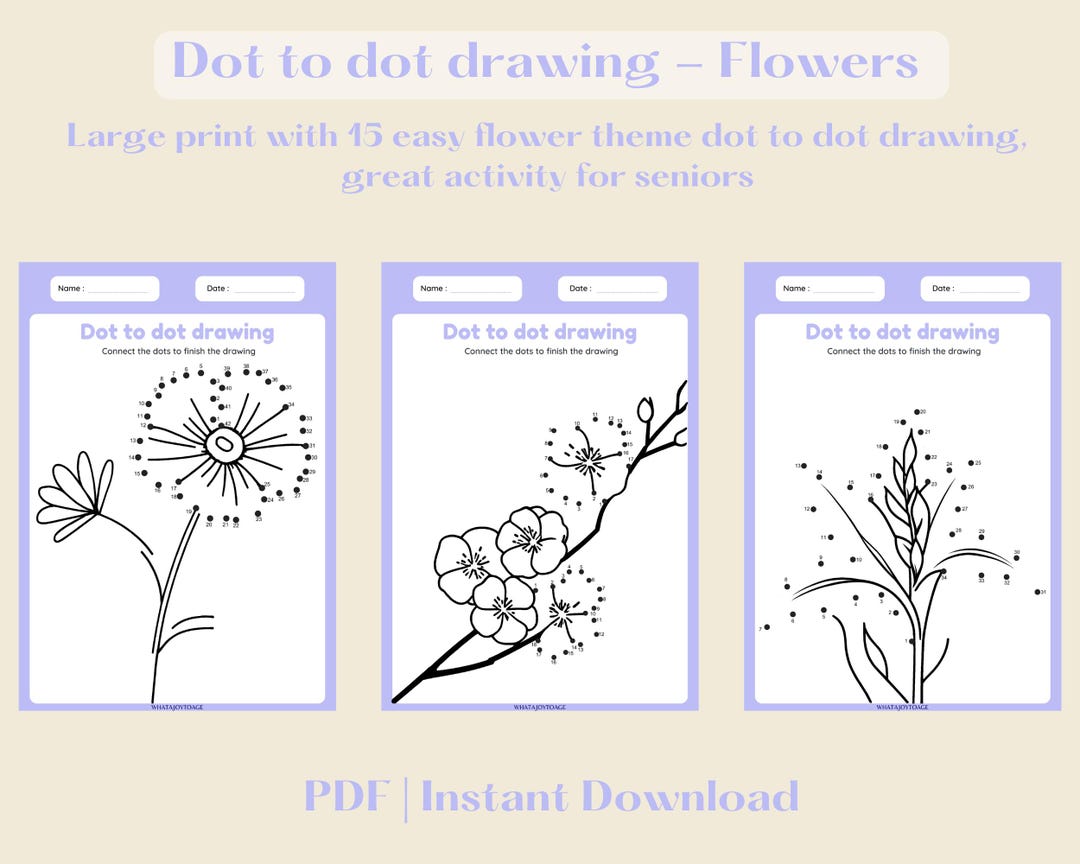 15 Dot to Dot Flower Worksheet, Connect the Dot, Cognitive Stimulation ...