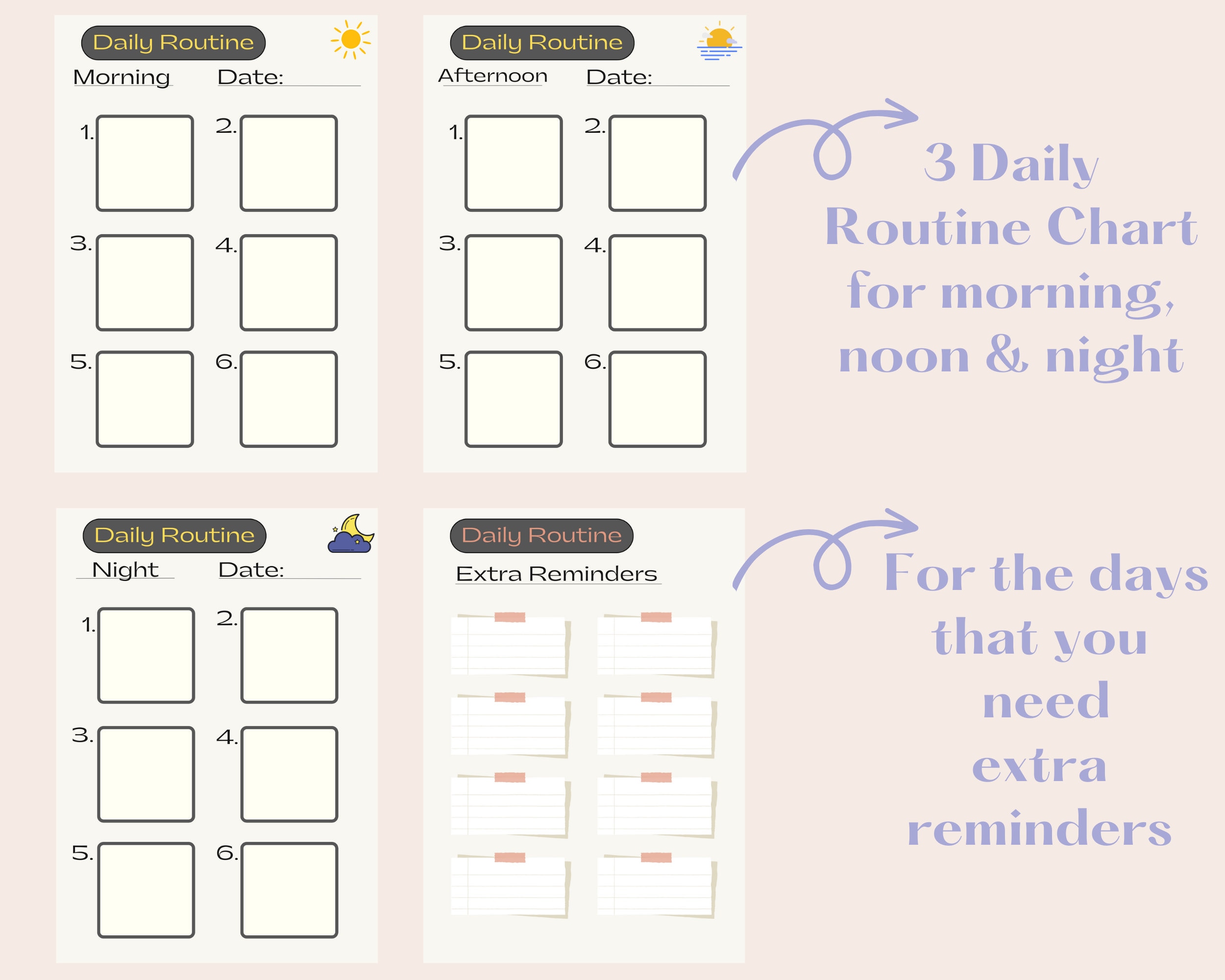 Daily Visual Routine Chart for Senior, Daily Routine Planner, Printable ...