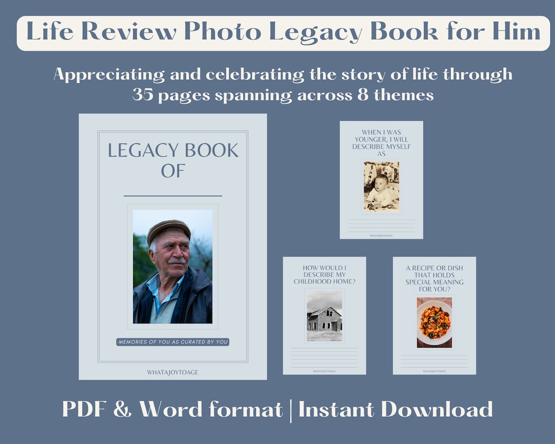 Life Review Photo Legacy Book for Him, Printable Memory Journal, Legacy ...