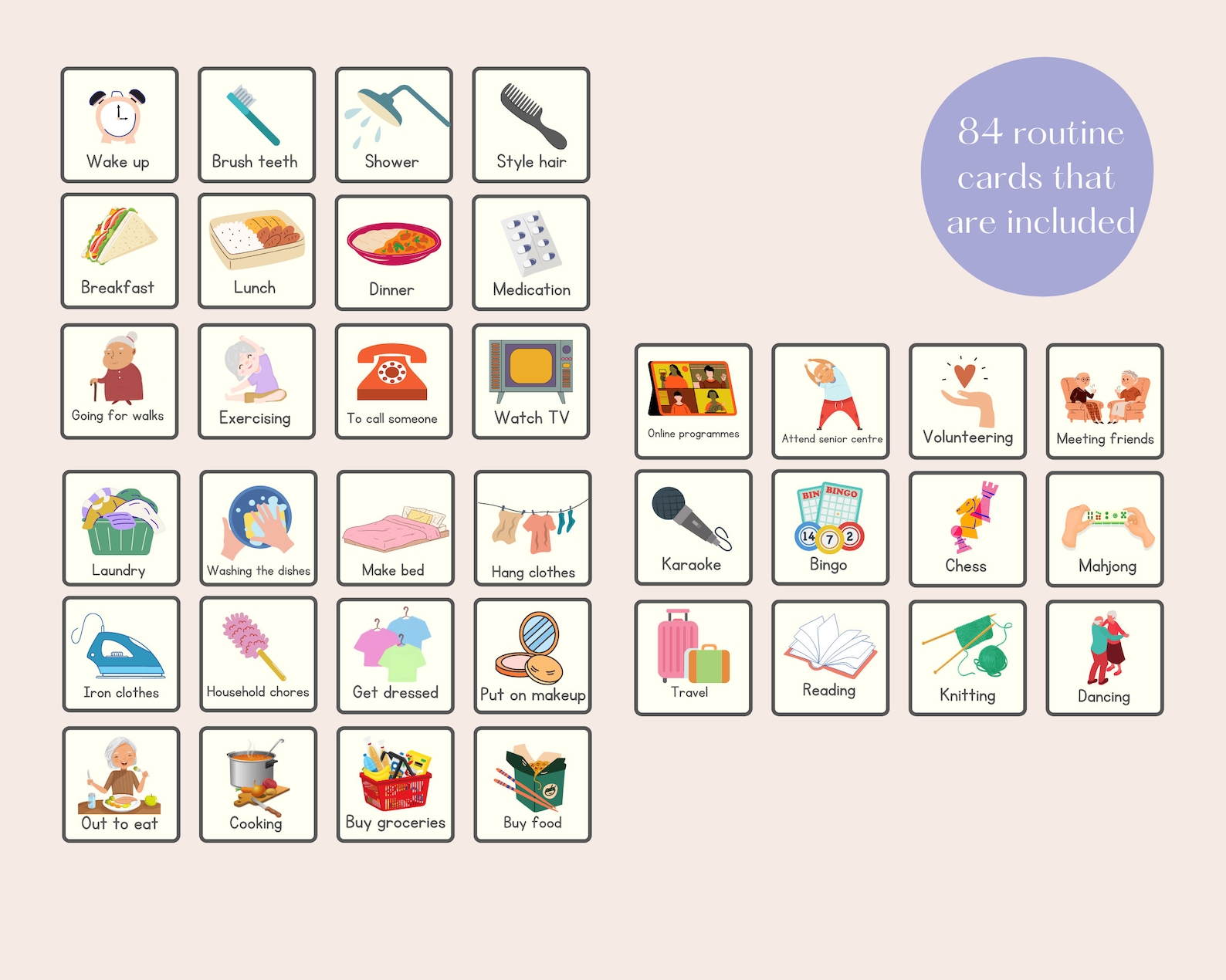 Daily Visual Routine Chart for Senior, Daily Routine Planner, Printable ...