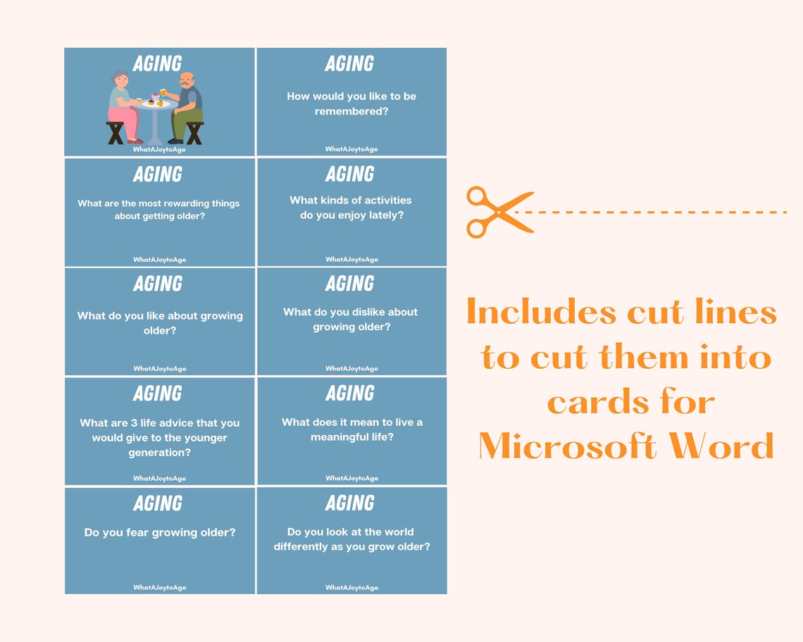 Reminiscence Conversational Cards for Seniors, Conversation Prompt ...