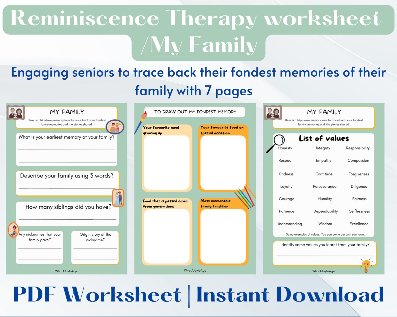 My Family Reminiscence Activity Sheet, Reminiscence Therapy, Dementia, Alzheimers, Activity for ...
