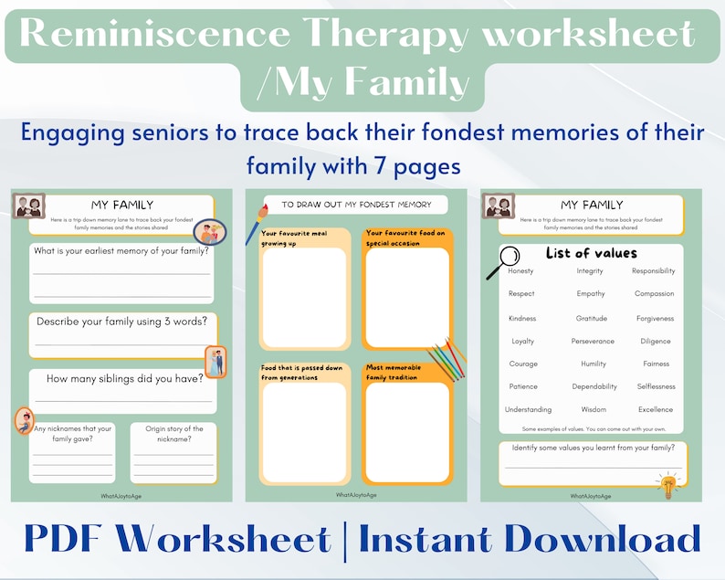 My Family Reminiscence Activity Sheet, Reminiscence Therapy, Dementia ...