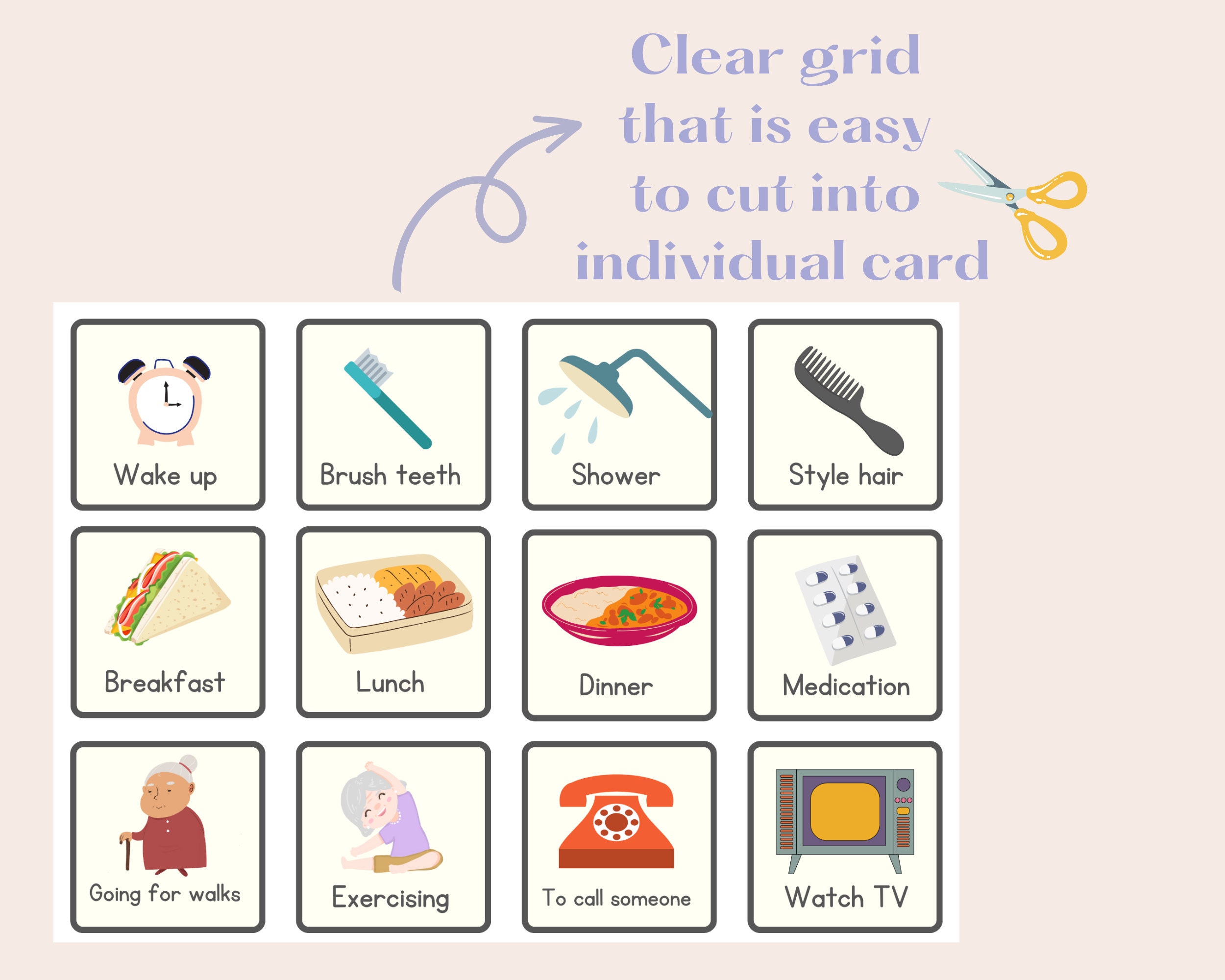 Daily Visual Routine Chart for Senior, Daily Routine Planner, Printable ...