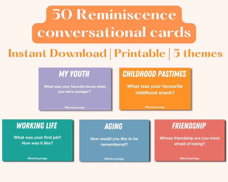 Reminiscence Conversational Cards for Seniors, Conversation Prompt ...