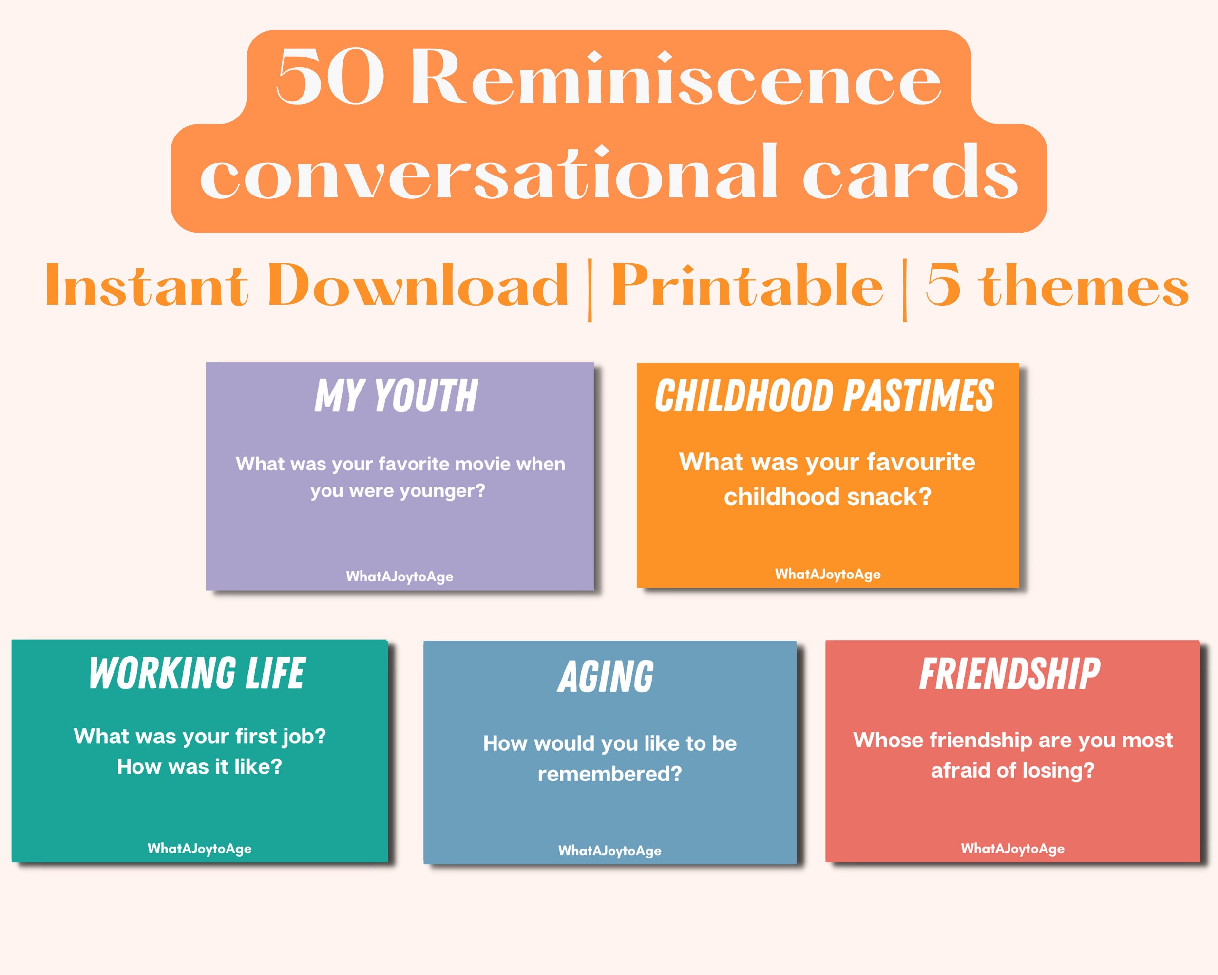 Reminiscence Conversational Cards for Seniors, Conversation Prompt ...