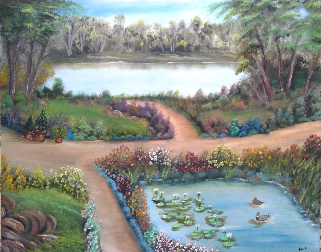 Botanical Garden Walk Large Original Oil Painting 24x30 on Stretched ...