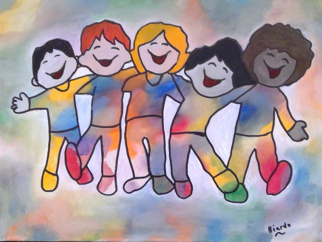 Happy Children Abstract Painting Children Pop Art Colorful Friendly ...