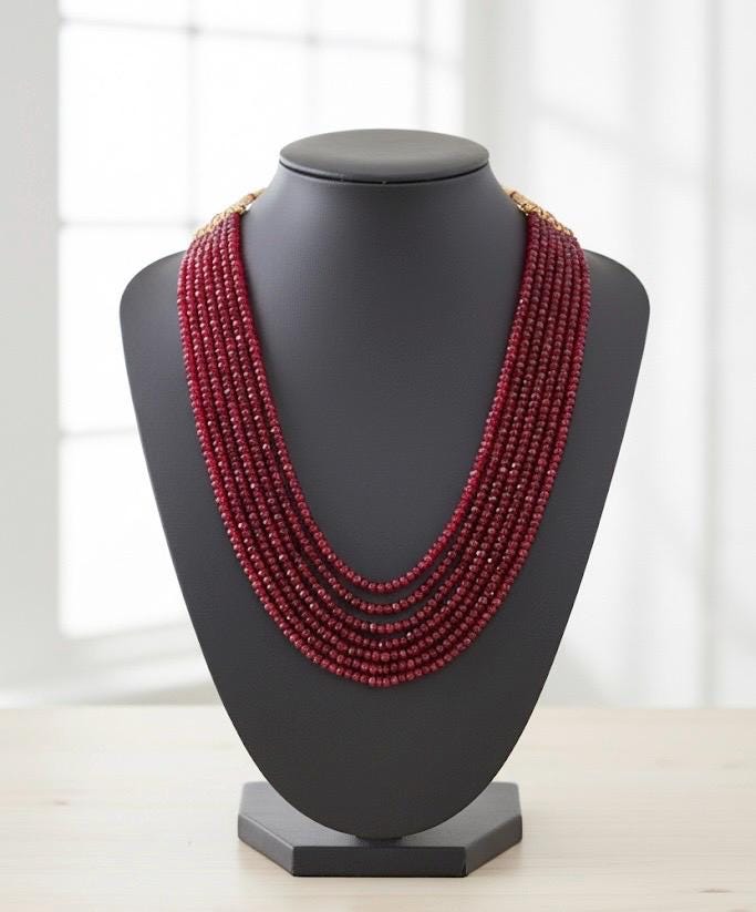 Natural Faceted Ruby Beads Necklace 3 to 9 Layer, Ruby Rondell Beaded ...