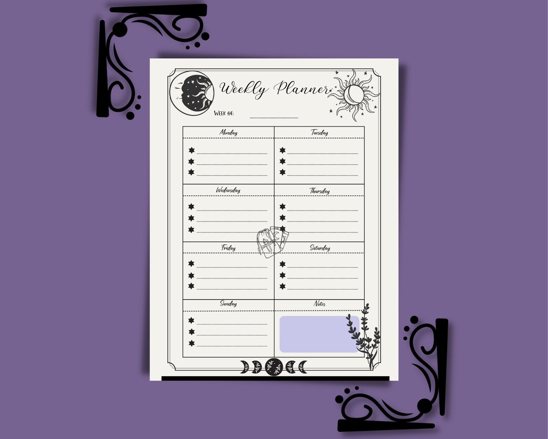 Wiccan Theme Weekly Planner Printable - Etsy