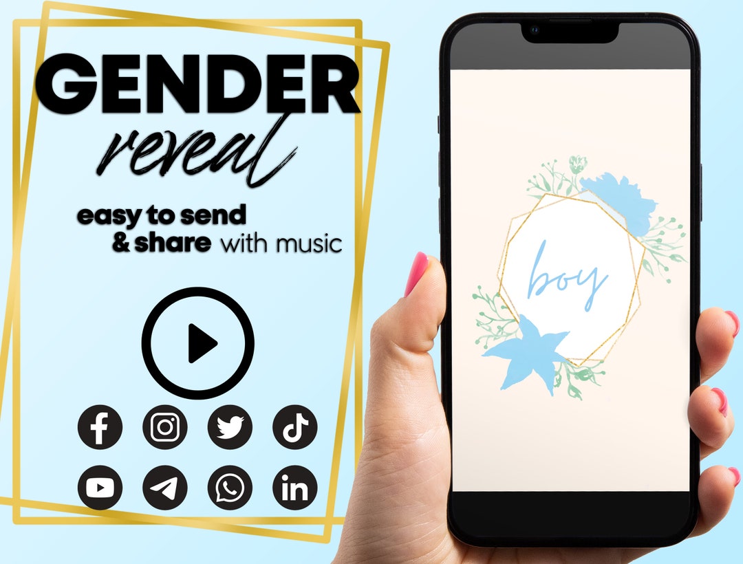 Digital Gender Reveal Video Instant Download Its A Boy Golden Frame ...