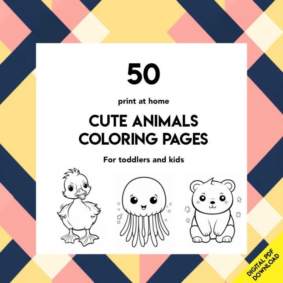 Coloring Page Toddlers Kids Activity Coloring Cute Animals Kawaii ...