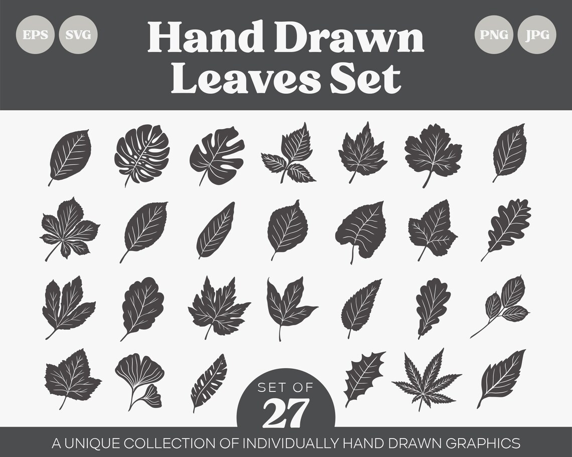 Leaves SVG EPS Bundle - Leaf Svg, Greenery Svg, Plant Svg, Botany Cut ...