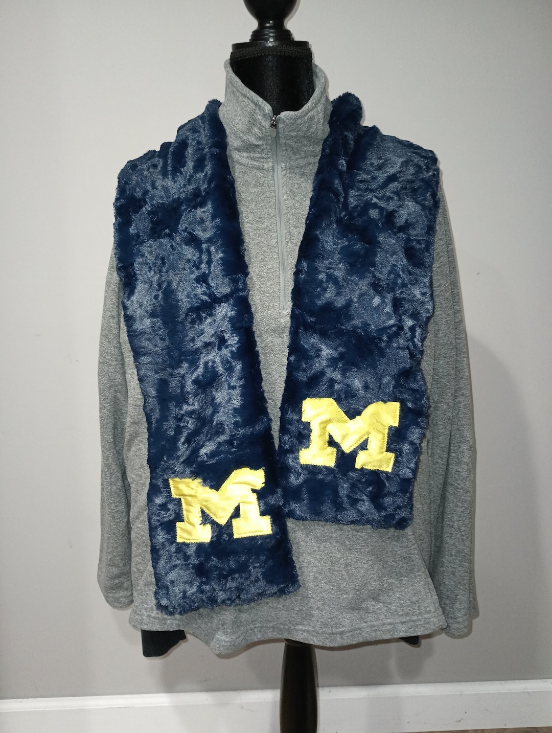 Michigan Wolverines Scarf: Maize & Blue Minky Fleece, Officially ...
