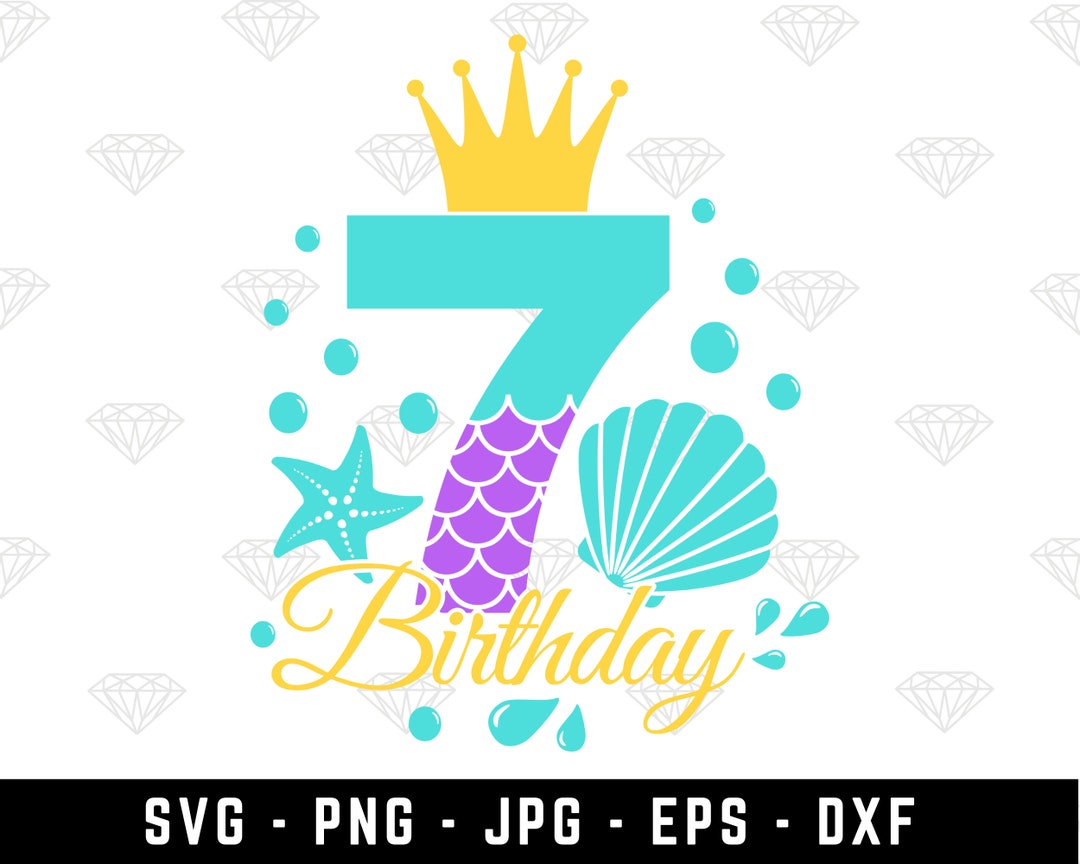 7th Birthday SVG PNG, 7years Old Birthday Mermaid, Mermaid-numbers ...