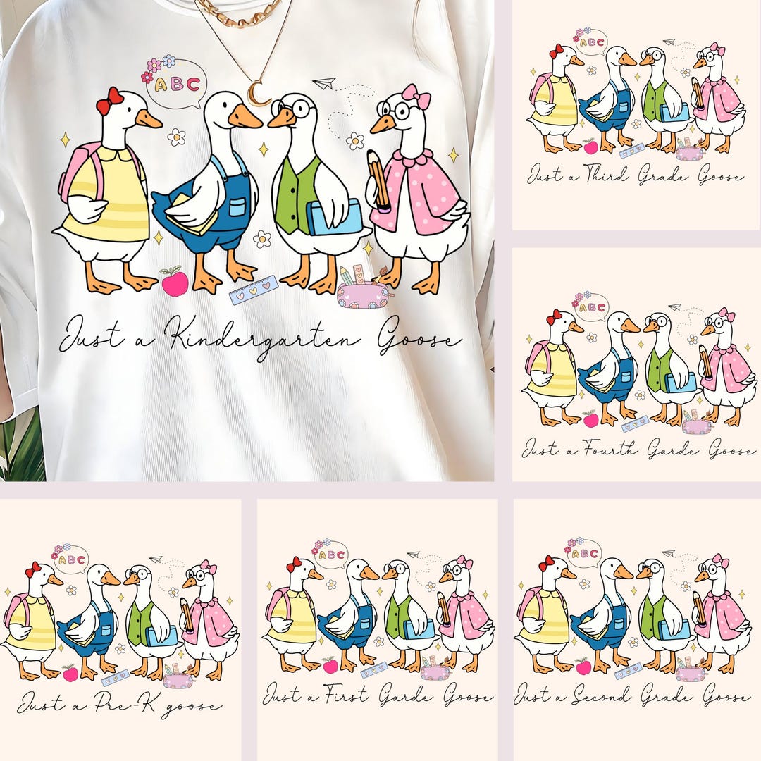 School Goose Png, Back to School Goose PNG Bundle, 1st Day School Boy ...