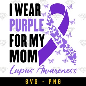 Lupus Awareness SVG PNG: Purple Ribbon, I Wear Purple for My Mom ...