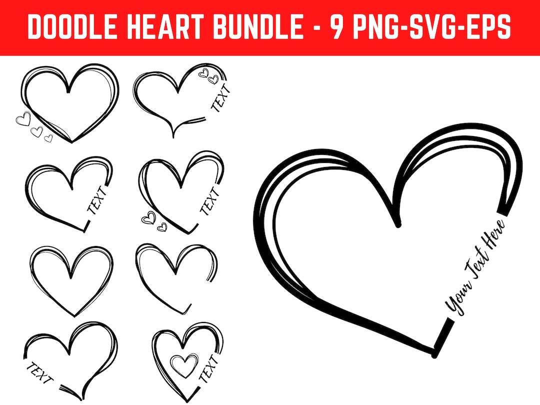 Doodle Heart SVG Bundle: Hand-drawn Frames (digital Download) - Etsy