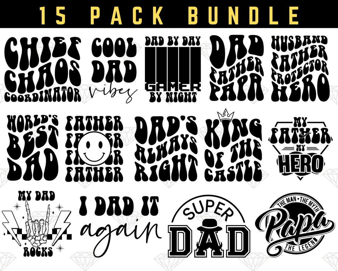 Groovy Daddy SVG Bundle, Retro Dad Father's Day, Retro Wavy Text, Dad ...