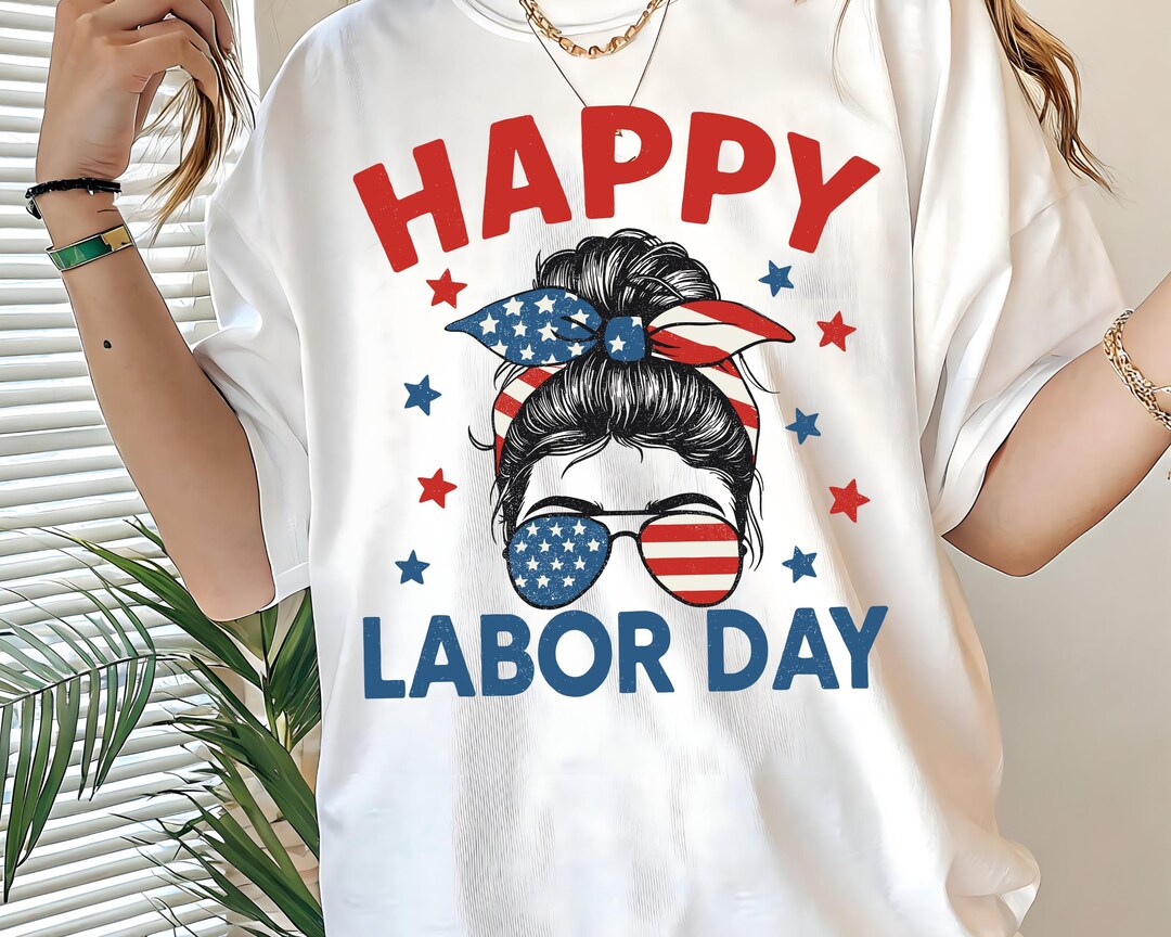 Labor Day PNG: Messy Bun USA Flag Sublimation Design - Etsy