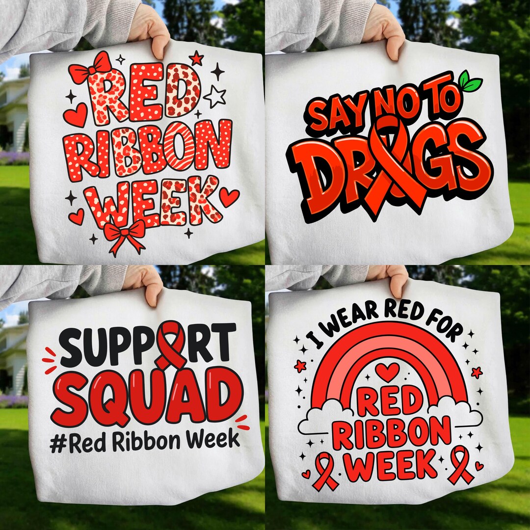 Red Ribbon Week PNG Bundle, Red Ribbon Week Awareness Png, Say No to ...