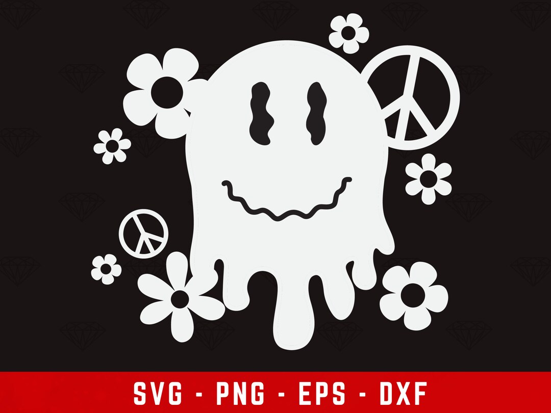 Drippy Smiley Face SVG, Smiley Face png, diseño de cara derretida con ...