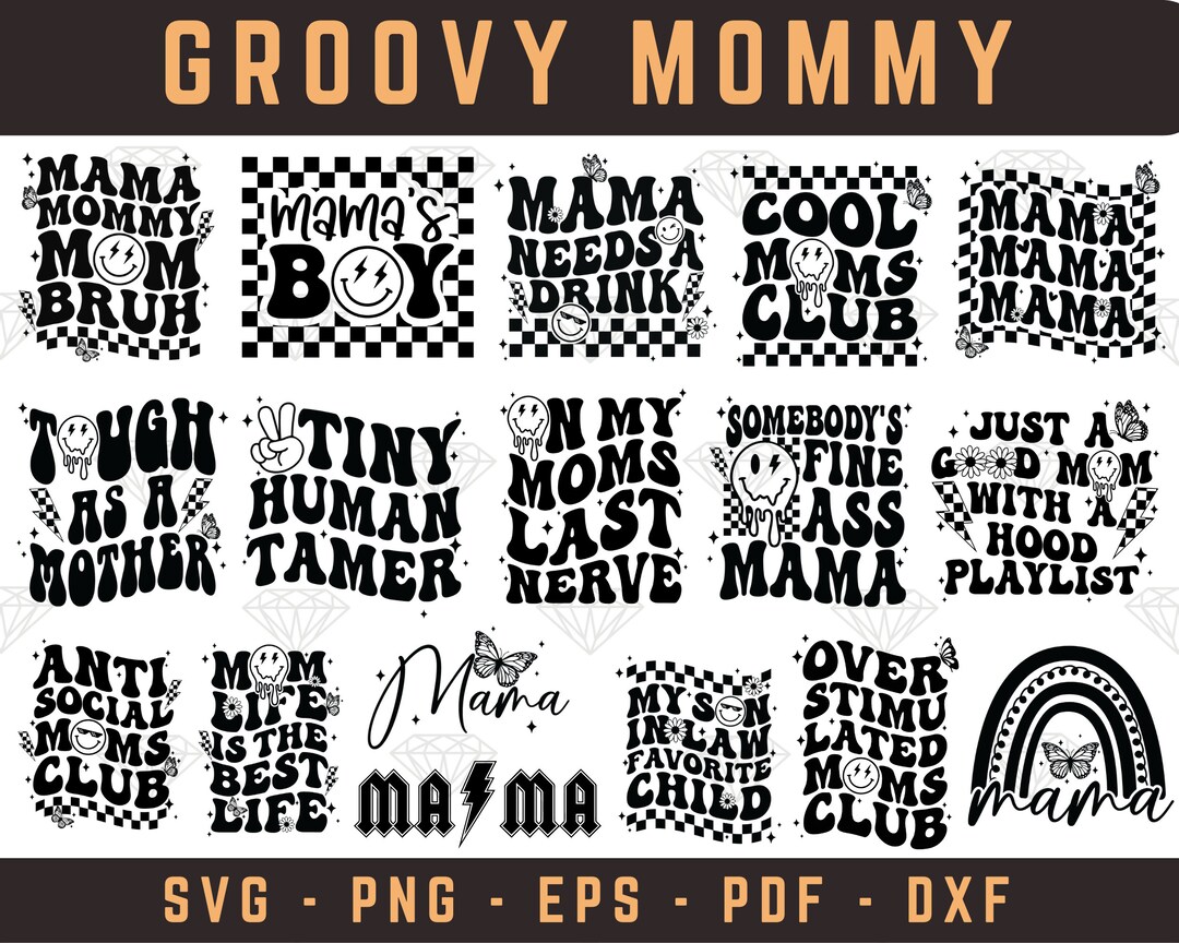 Mama Life SVG, Groovy Mommy SVG Bundle, Retro Mama, Mom Life Shirt ...