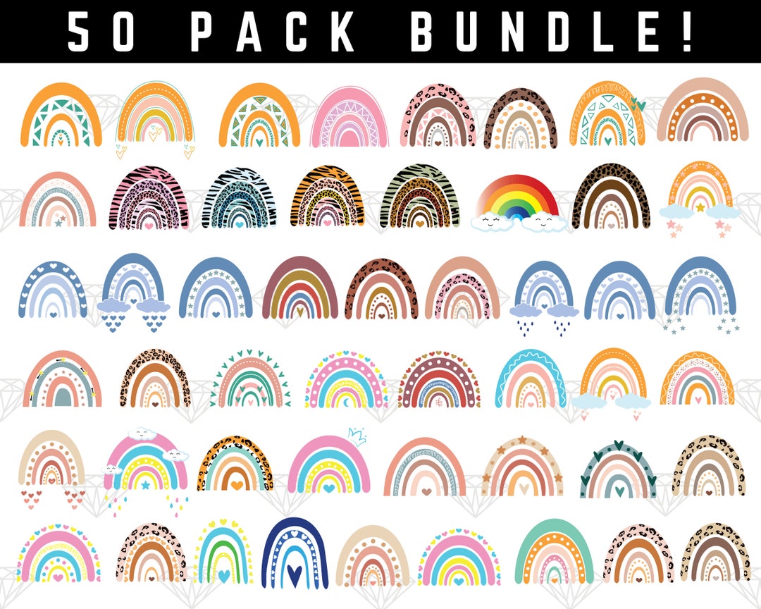 Boho Rainbow Svg Pack Bundle, Rainbow Design Svg, Boho Rainbow Svg Png ...