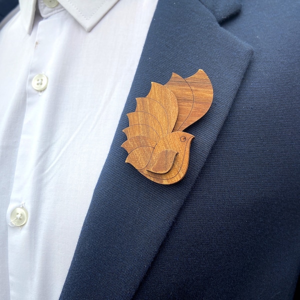 Wooden Brooch - Etsy