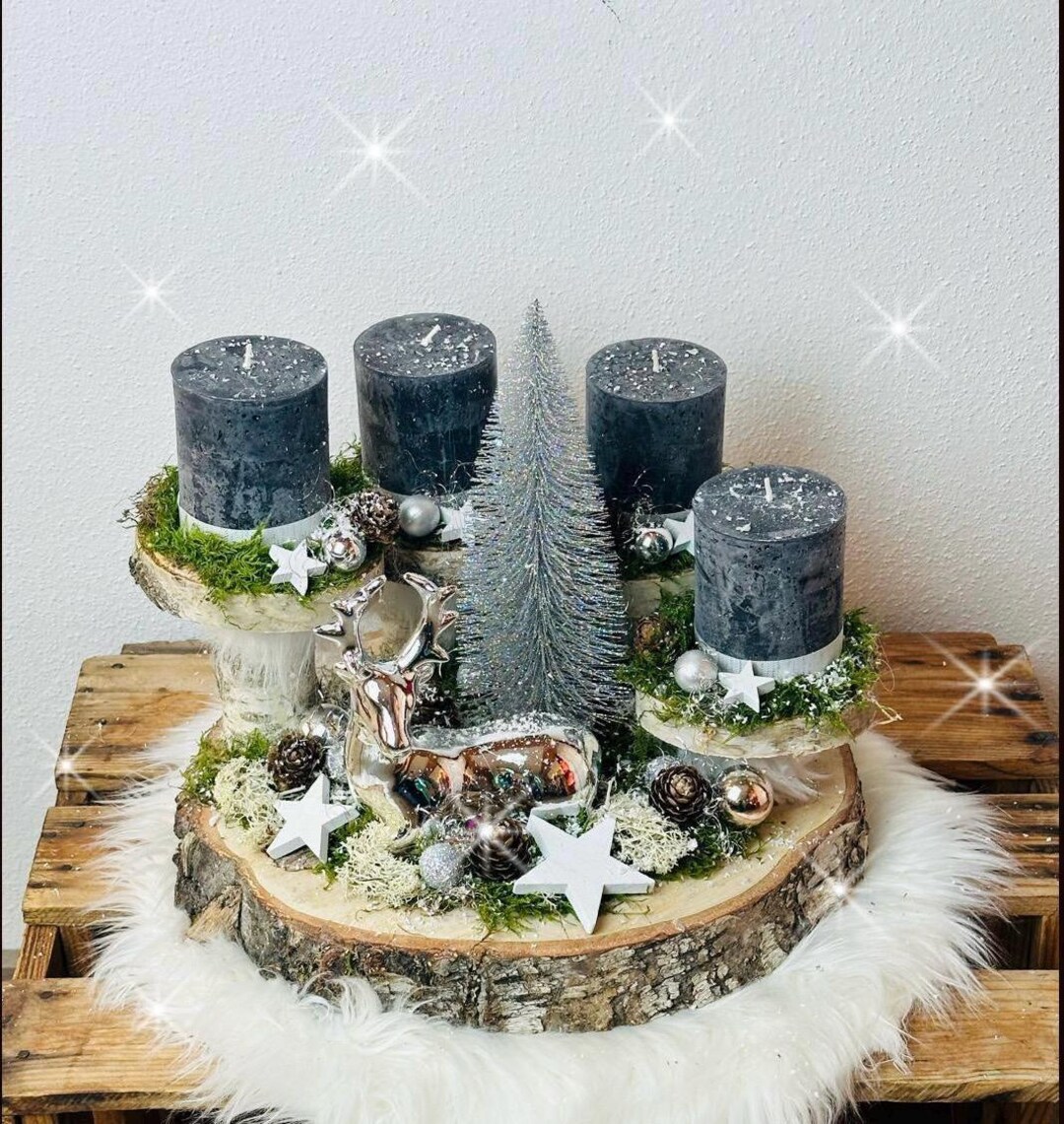 Faszinierend Adventsgesteck Auf Baumscheiben Ebenbild