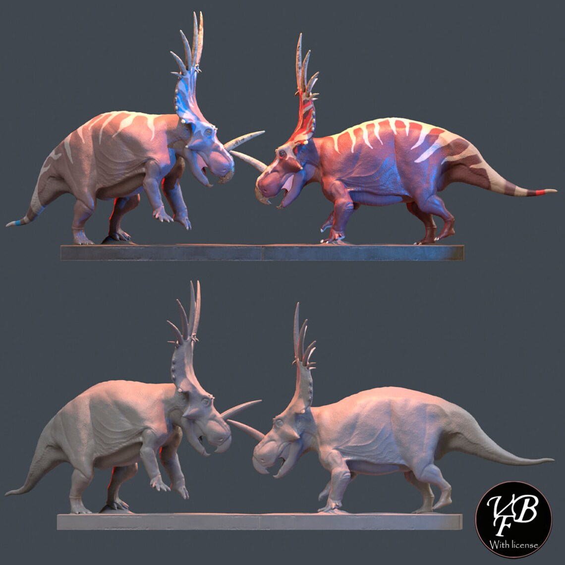 Mesozoic Styracosaurus Diorama Extinct Fauna in Resin: Miniature to ...