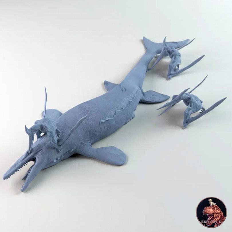 Miniature Tylosaurus and Pteranodon Diorama to Paint: Realistic ...