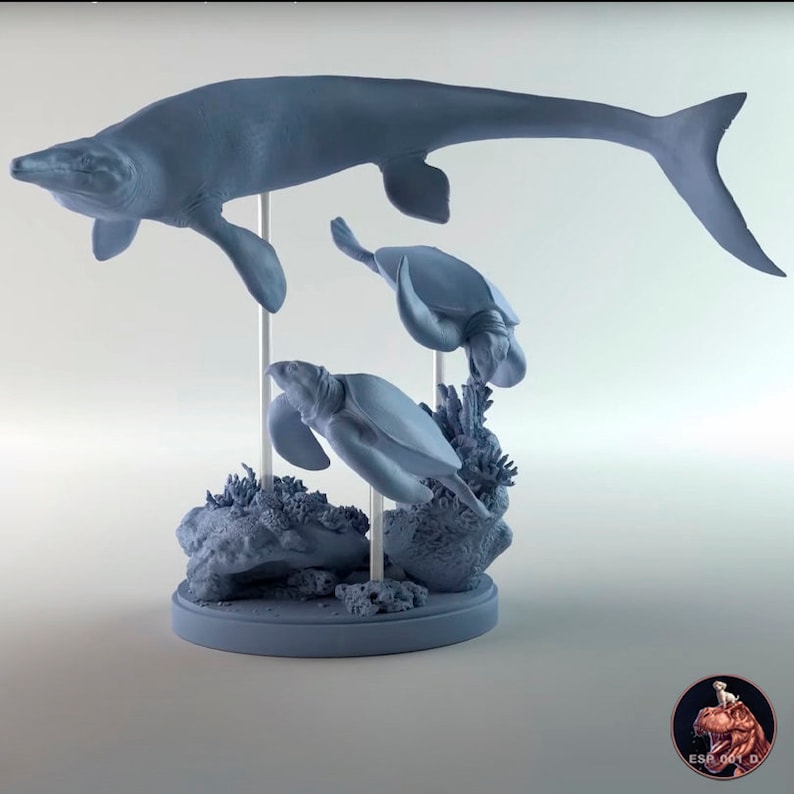 Miniature Tylosaurus and Archelon Diorama to Paint: Realistic ...