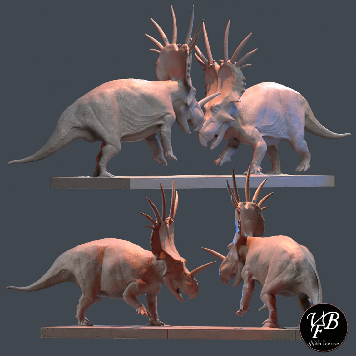 Mesozoic Styracosaurus Diorama Extinct Fauna in Resin: Miniature to ...