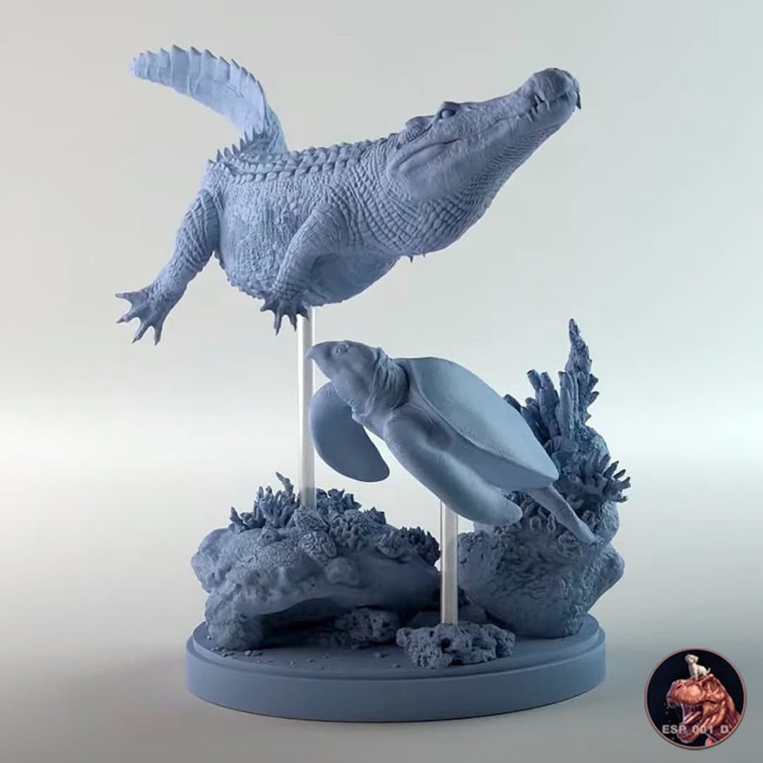 Miniature Deinosuchus and Archelon Diorama to Paint: Realistic ...