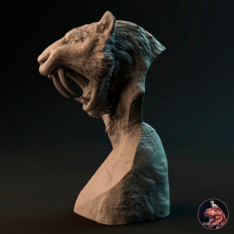 Miniature Smilodon Populator Bust to Paint: Detailed Replica of the ...