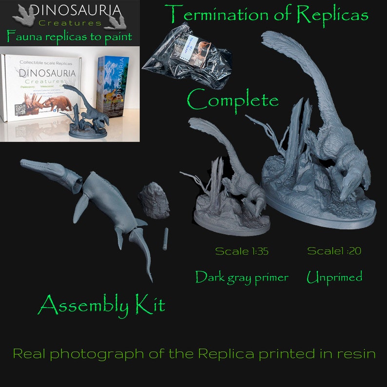 Miniature Tylosaurus and Pteranodon Diorama to Paint: Realistic ...