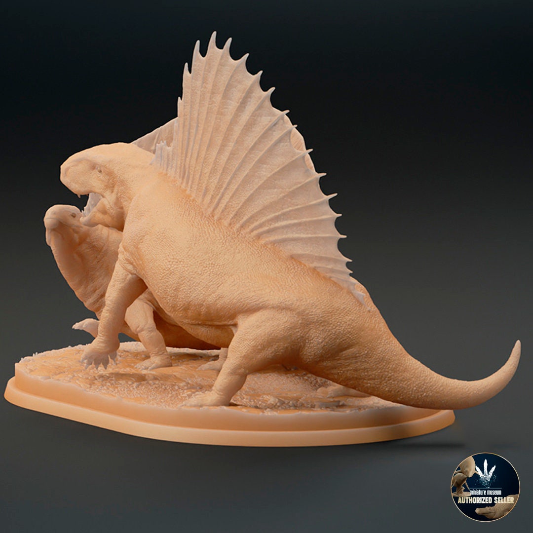 Miniature to Paint of Dimetrodon Fighting Edaphosaurus Realistic ...