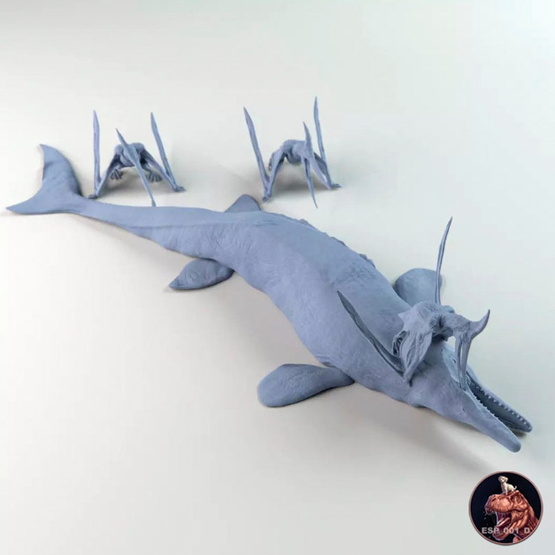 Miniature Tylosaurus and Pteranodon Diorama to Paint: Realistic ...