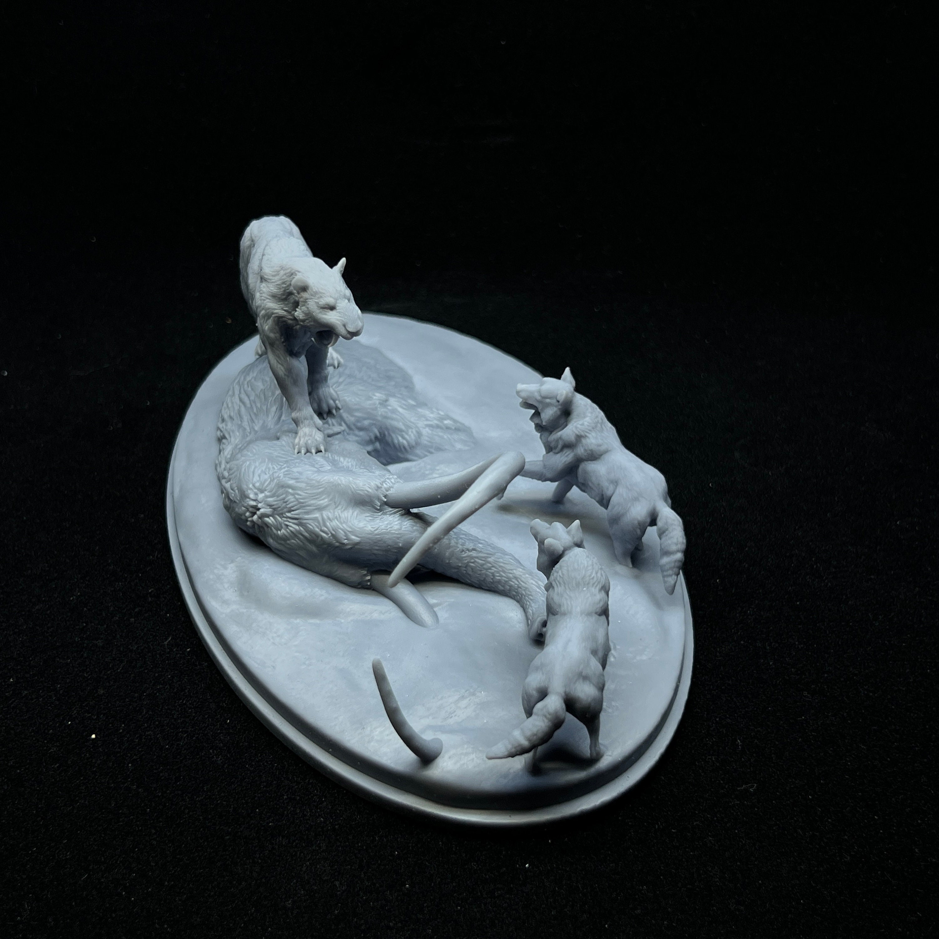 Miniature to Paint of a Smilodon, Dire Wolf, and Mastodon Diorama in ...