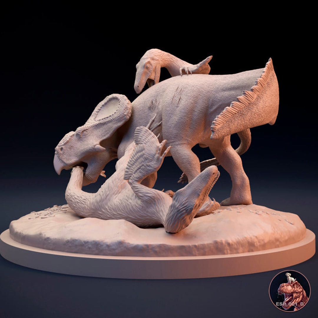 Protoceratops and Velociraptor Miniature to Paint: Detailed Replica of the Protoceratops and ...
