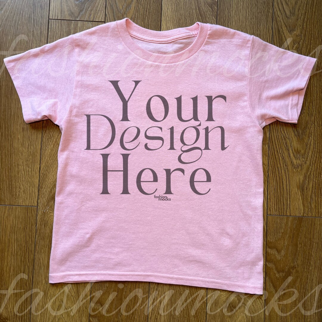 Gildan 5000B Pink Baby Tee Flat Lay Mockup, Aesthetic Crop Top Mockup ...